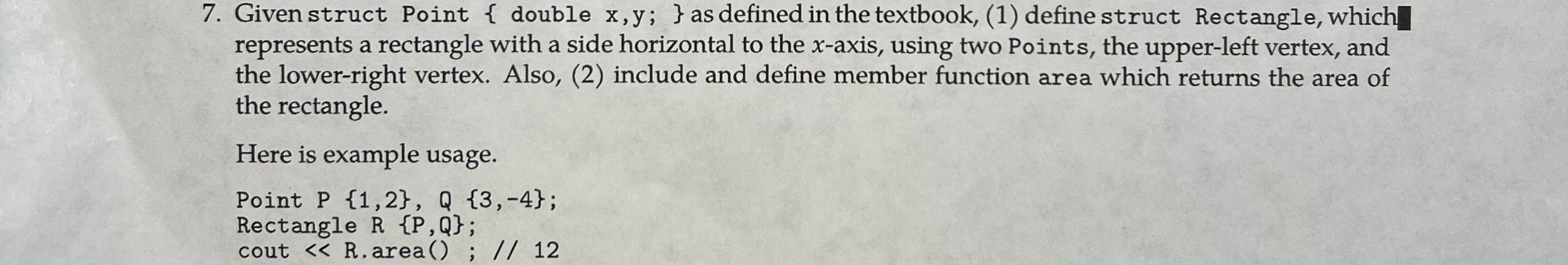 Solved 7 Given Struct Point { Double X Y } As Defined In