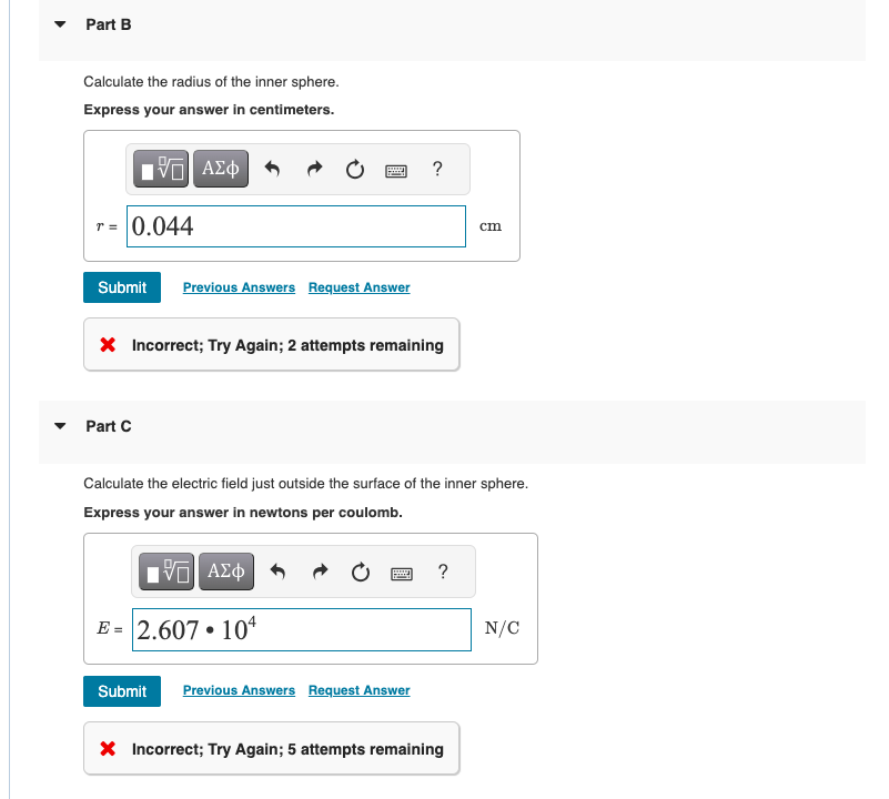 Solved A spherical capacitor contains a charge of 3.20 nCnC | Chegg.com