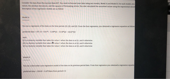 Solved Consider the data from Pre-Lecture Quiz 827. You want | Chegg.com