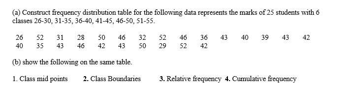 Solved (a) Construct frequency distribution table for the | Chegg.com