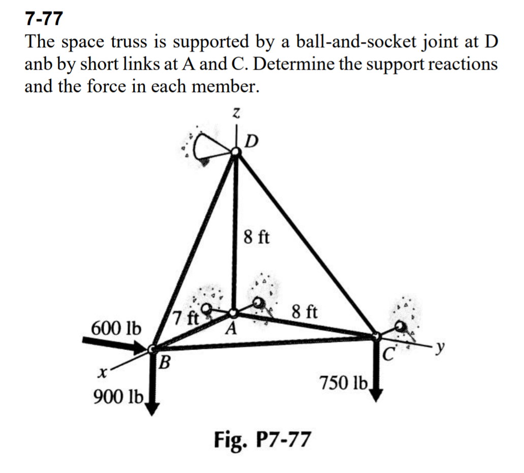 Solved 7-77 The space truss is supported by a | Chegg.com