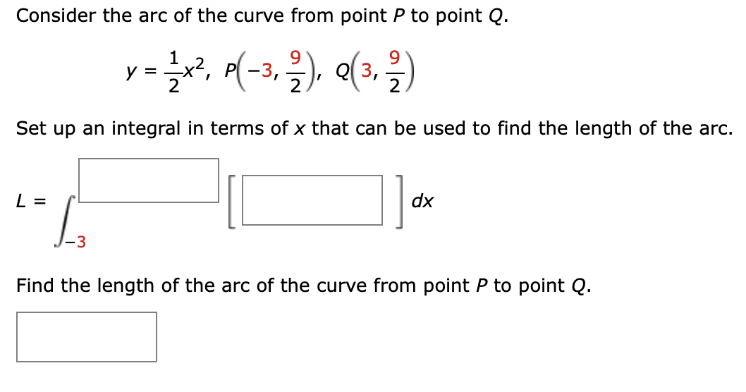 Solved Consider the arc of the curve from point P to point | Chegg.com