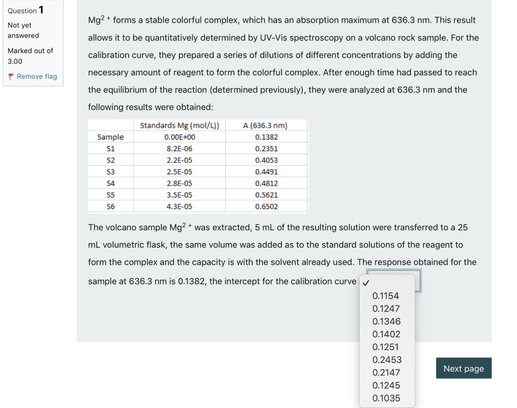 Solved Mg2+ forms a stable colorful complex, which has an | Chegg.com