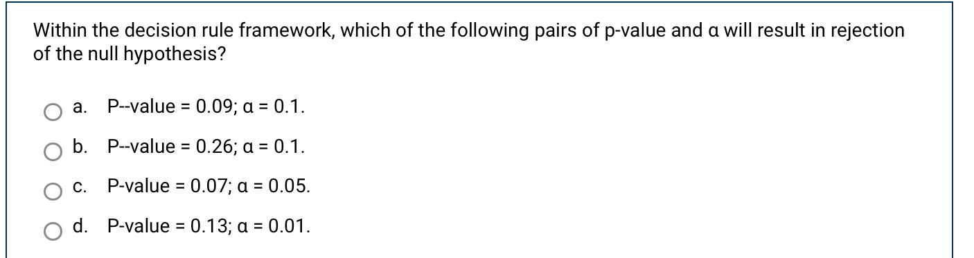 Solved Within the decision rule framework, which of the | Chegg.com