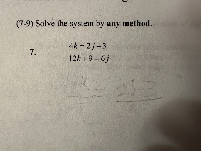Solved (7-9) Solve the system by any method. 7. | Chegg.com