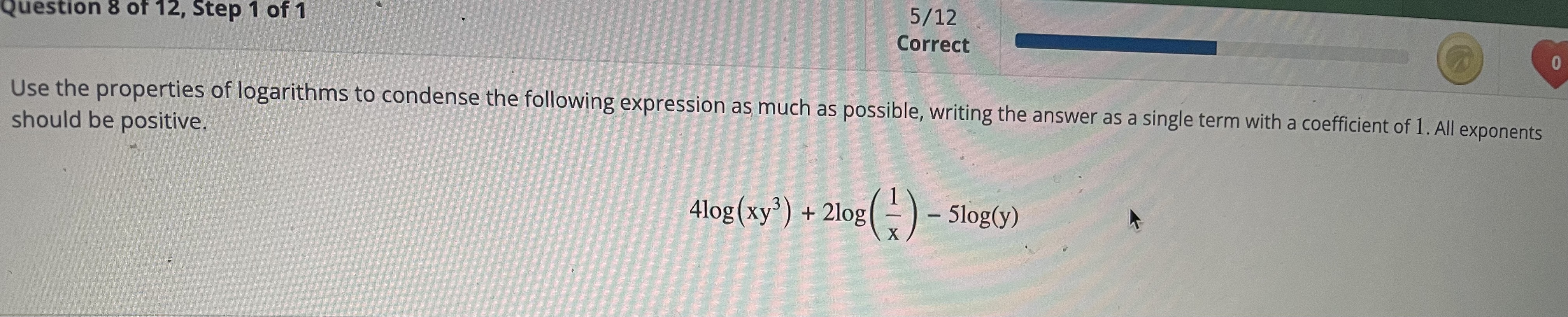 Solved Use the properties of logarithms to condense the | Chegg.com