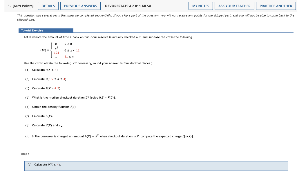 Solved 1. [6/29 Points] DETAILS PREVIOUS ANSWERS DEVORESTAT9 | Chegg.com