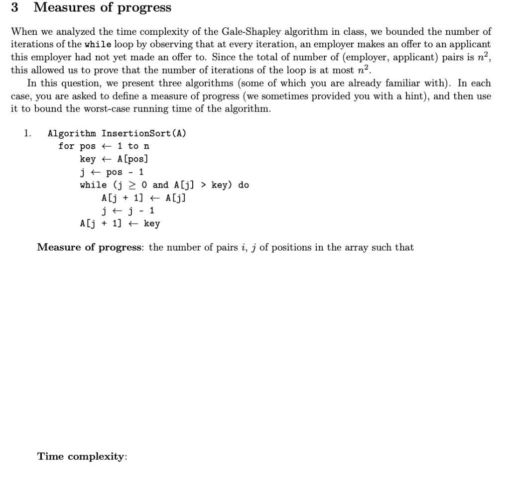Solved 3 Measures of progress When we analyzed the time | Chegg.com
