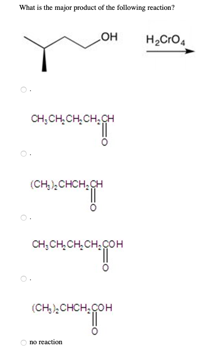 Solved What Is The Major Product Of The Following Reaction