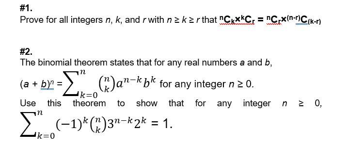 Solved #1. Prove for all integers n,k, and r with n≥k≥r that | Chegg.com