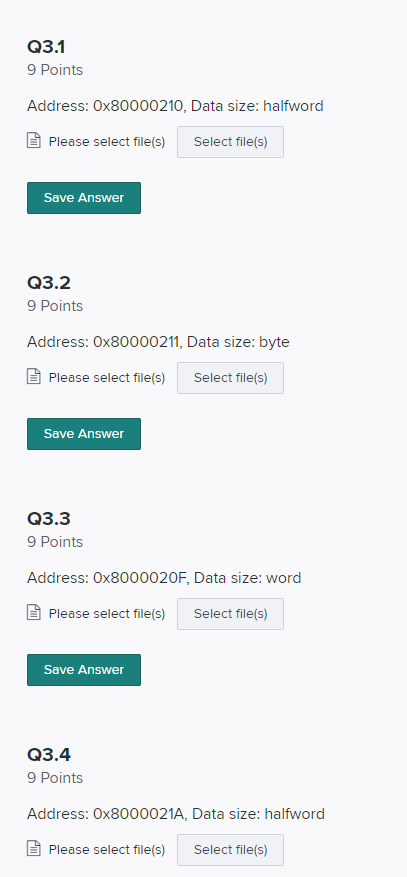 Solved Assume the contents of memory are shown below. All | Chegg.com