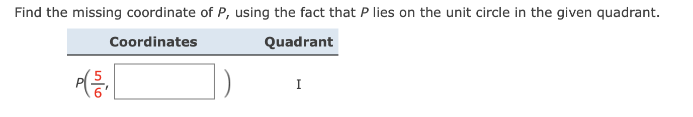 Solved Find the missing coordinate of P, using the fact that | Chegg.com