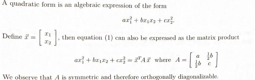 A quadratic form is an algebraic expression of the | Chegg.com