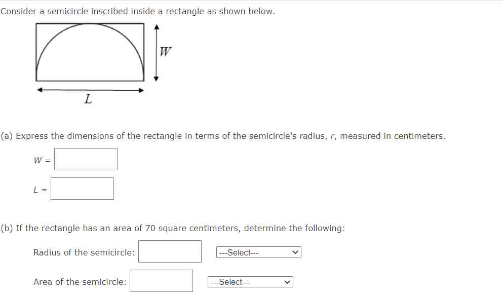 Solved Consider a semicircle inscribed inside a rectangle as | Chegg.com