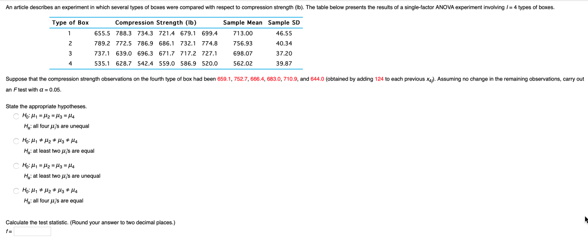 Solved An article describes an experiment in which several | Chegg.com