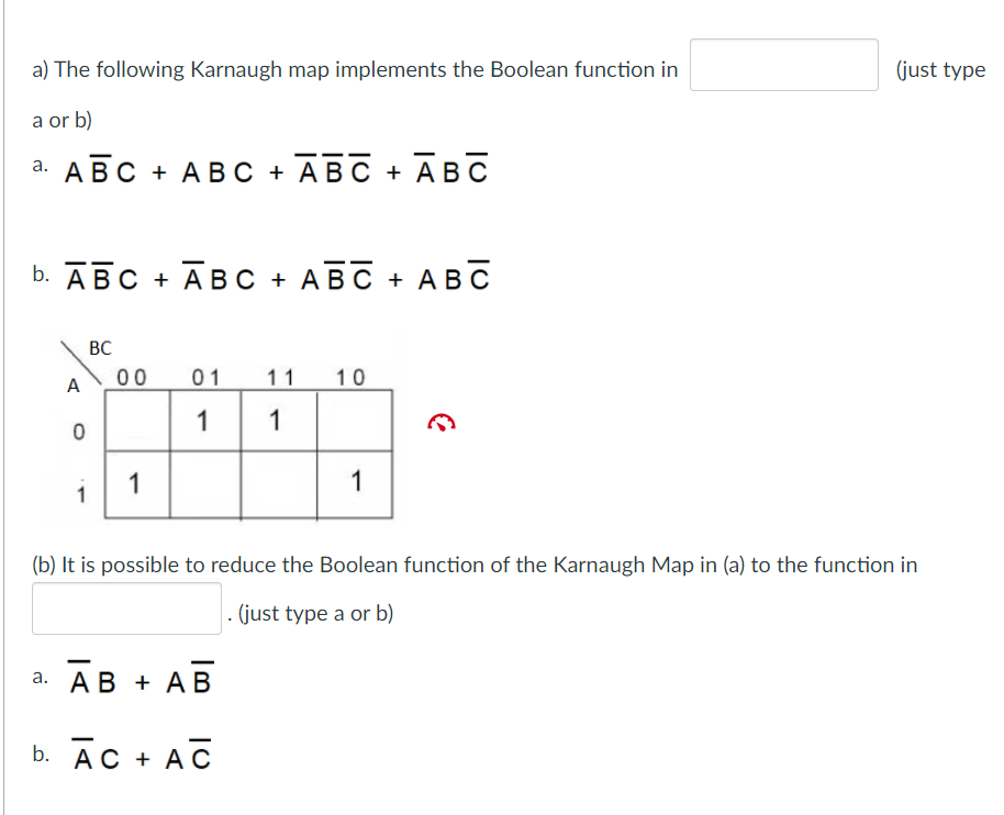 Solved a) The following Karnaugh map implements the Boolean | Chegg.com
