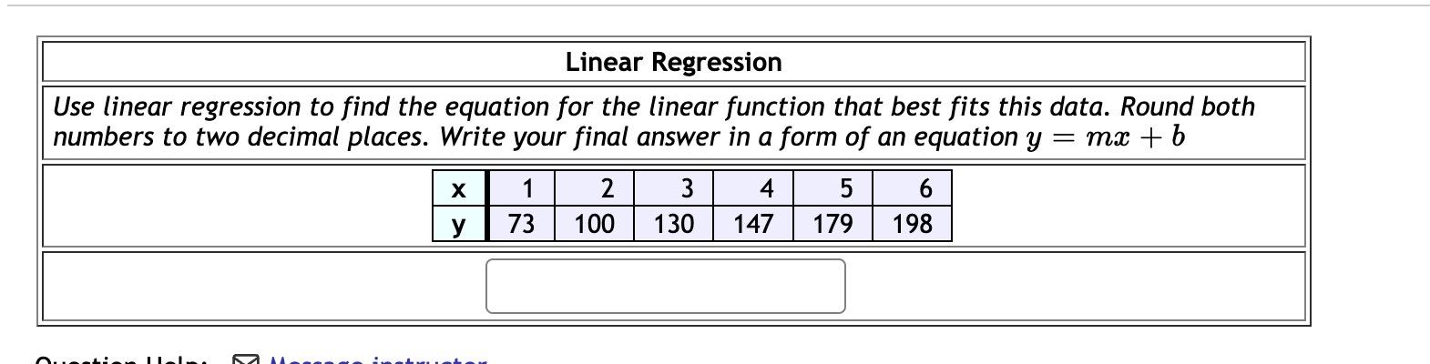 Solved Use linear regression to find the equation for the | Chegg.com