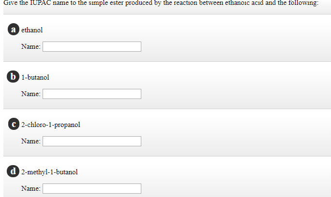 Solved Assign common names to the following esters: | Chegg.com