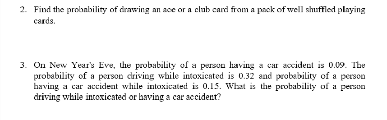 Solved Find the probability of drawing an ace or a club card | Chegg.com