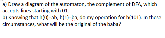 Solved a) Draw a diagram of the automaton, the complement of | Chegg.com