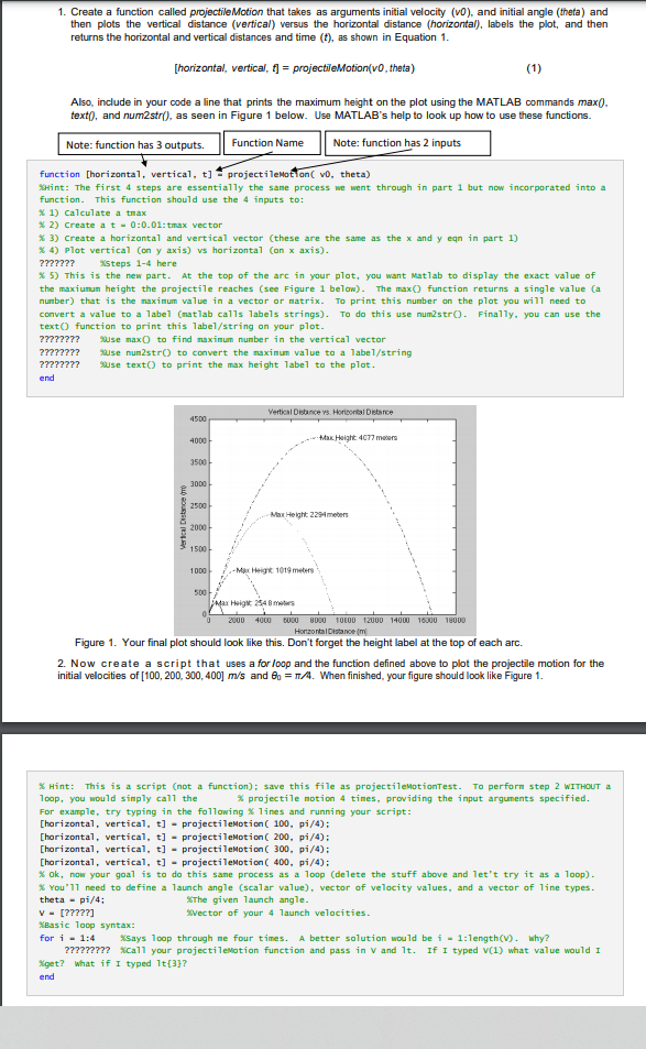 Solved 1. Create a function called projectile Motion that | Chegg.com