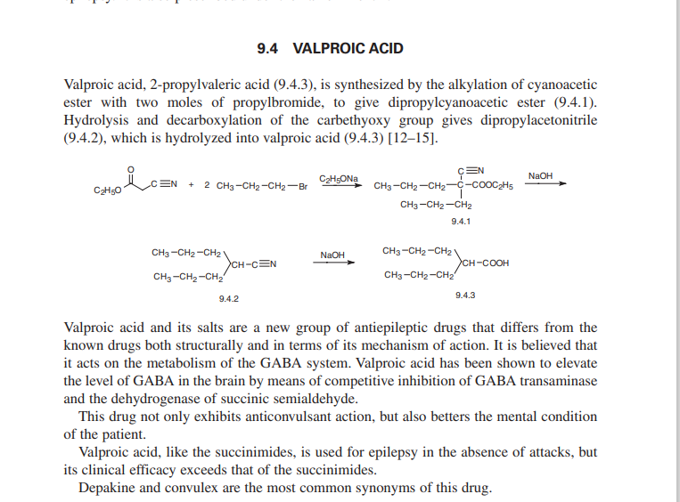 Solved Explan Step by Step Synthesis of Valproic acid from | Chegg.com