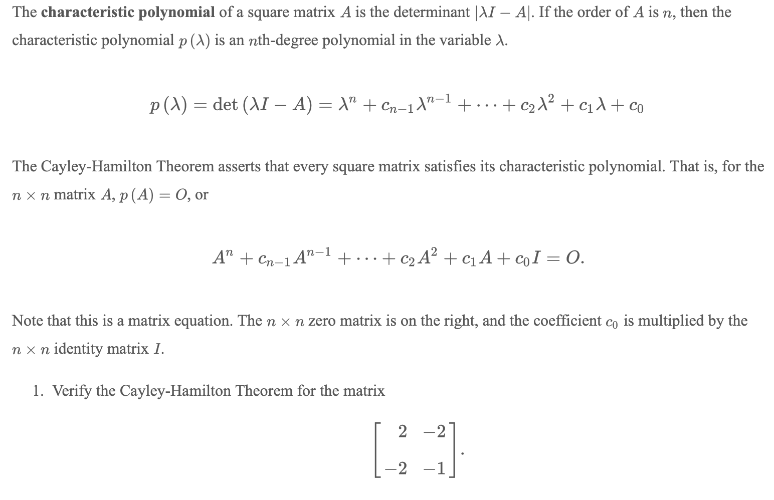 Solved The characteristic polynomial of a square matrix A is | Chegg.com