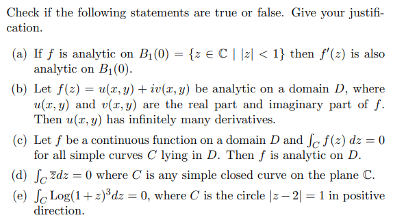 Solved Check if the following statements are true or false. | Chegg.com