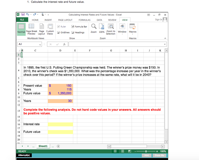 Solved 1. Calculate the interest rate and future value. X . | Chegg.com