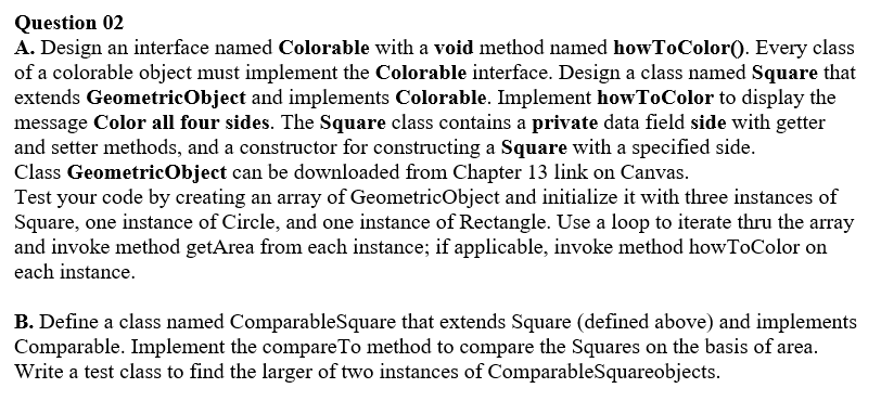 Solved Java Program GeometricObject.java public abstract | Chegg.com Solved Java Program GeometricObject.java public abstract | Chegg.com