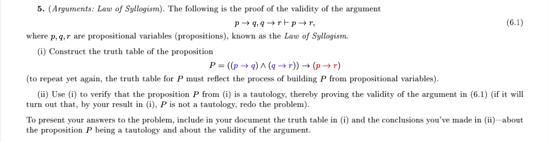 Solved P→q Q→r⊢p→r Where P Q R Are Propositional Variables