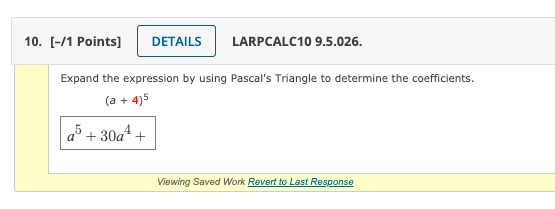 Solved 11. [-/1 Points) DETAILS LARPCALC10 9.5.070. Use the | Chegg.com