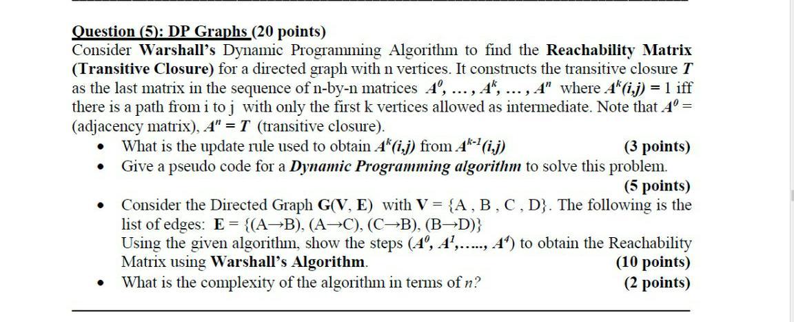 Solved Question (5): DP Graphs (20 points) Consider | Chegg.com