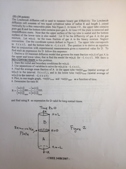 (I1) (30 points) The Loschmidt difusion cell is used | Chegg.com
