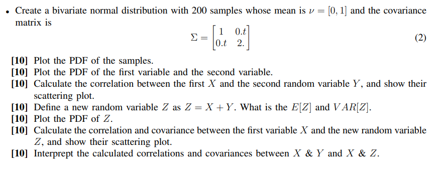 Solved Create a bivariate normal distribution with 200 | Chegg.com