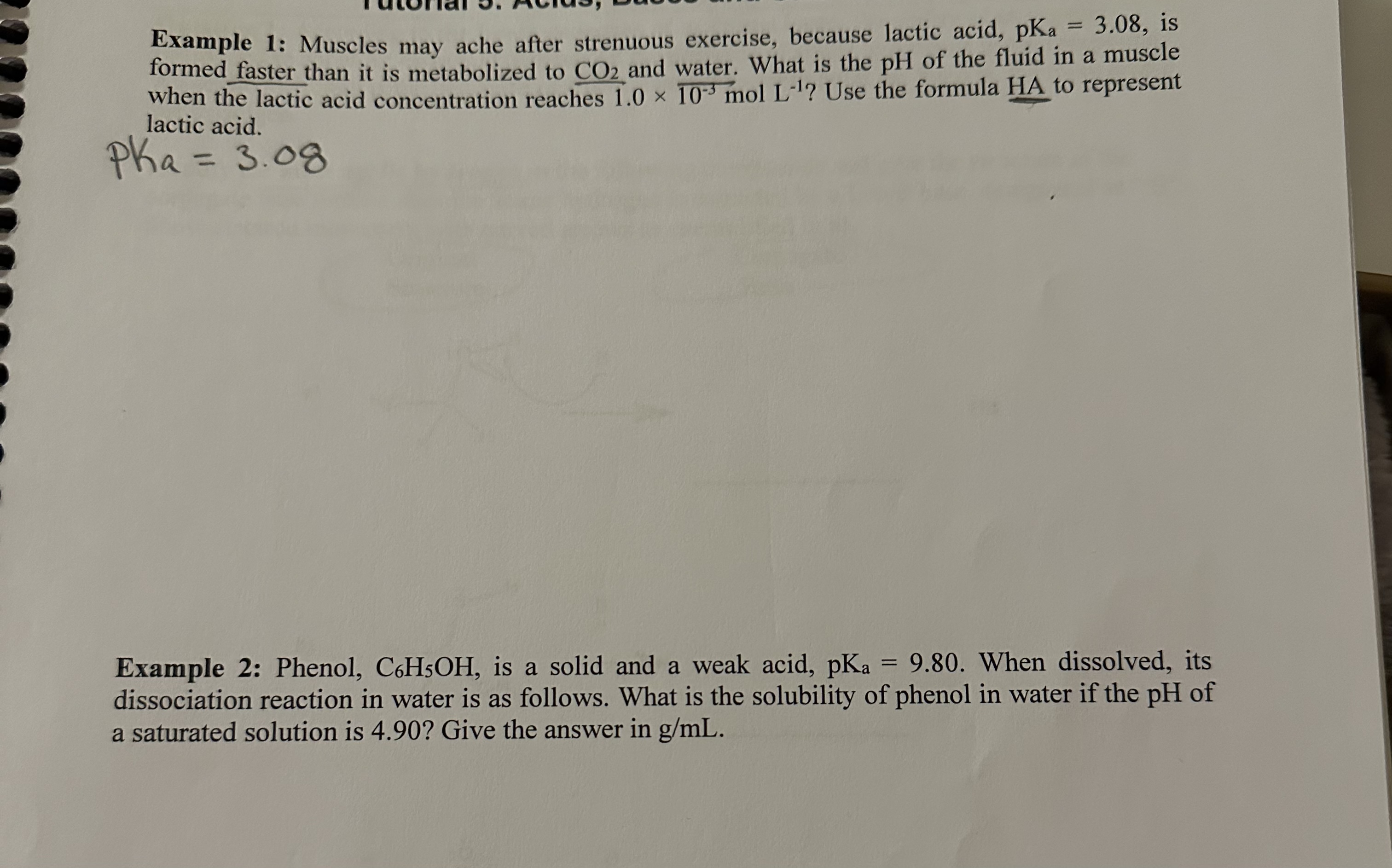 Solved Example 1: Muscles may ache after strenuous exercise, | Chegg.com