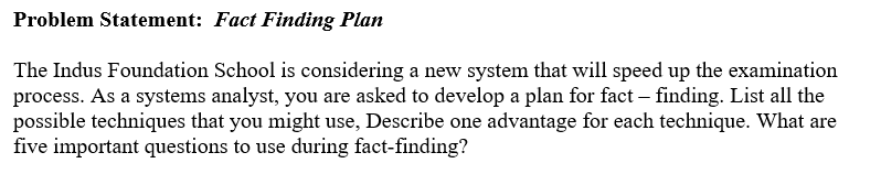 Solved Problem Statement: Fact Finding Plan The Indus | Chegg.com