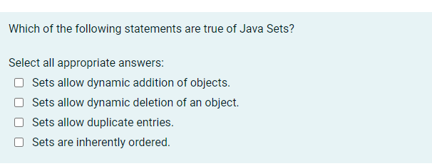 Solved Which of the following statements are true of Java | Chegg.com