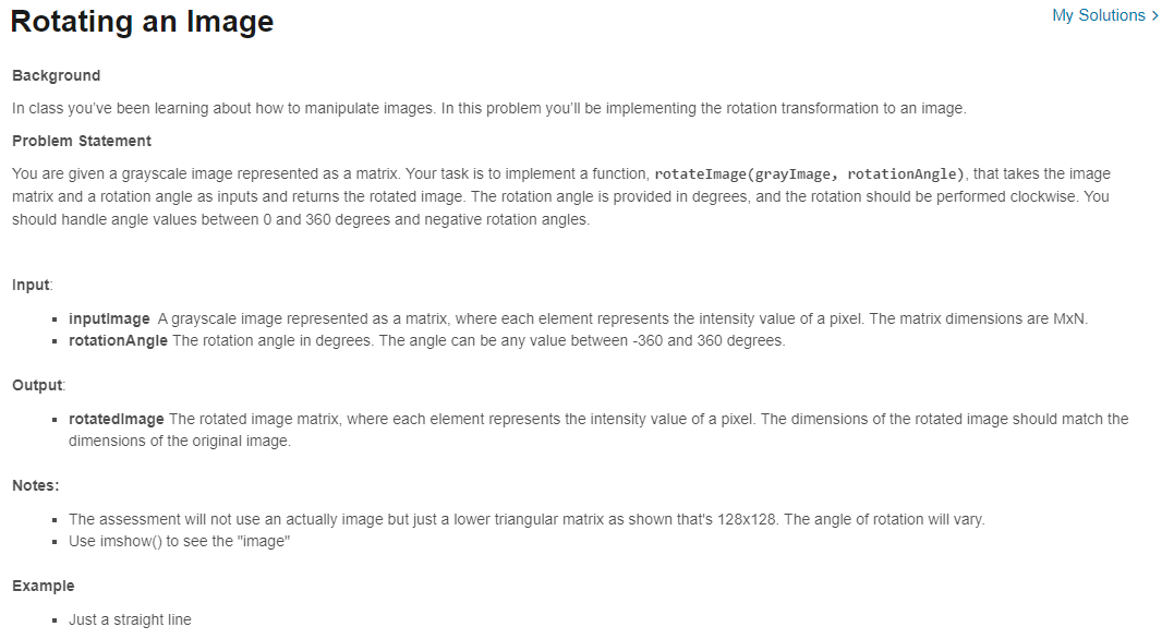 Solved Rotating an image Background In class you've been | Chegg.com