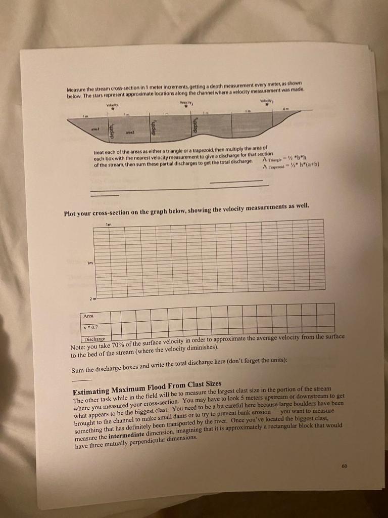 Measure the stream cross-section in 1 meter | Chegg.com