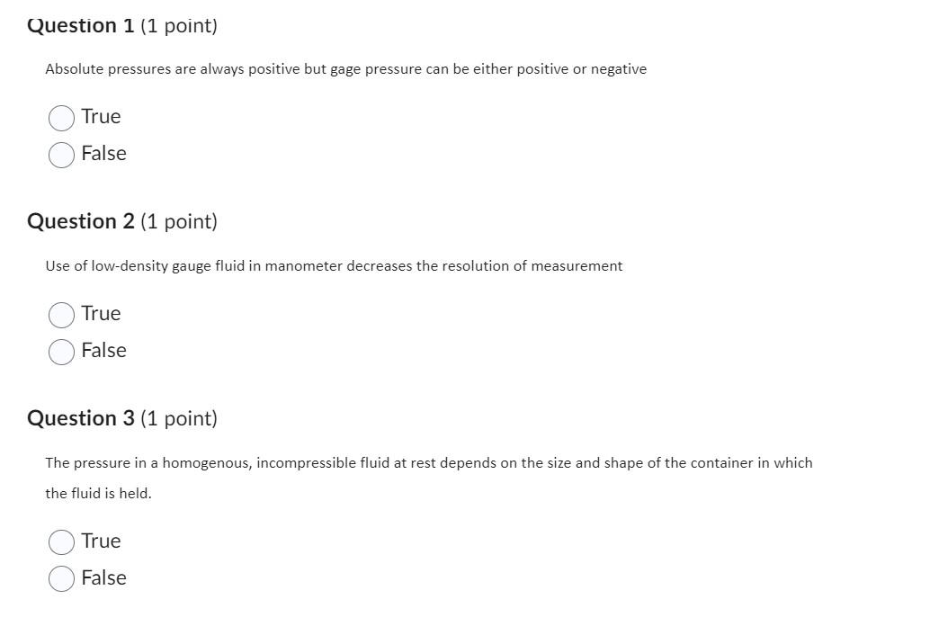 Solved Absolute pressures are always positive but gage | Chegg.com