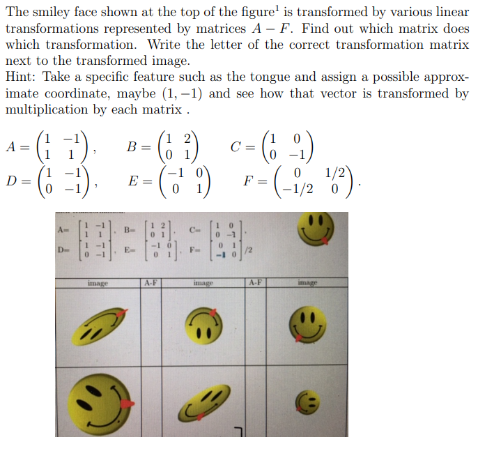 Solved The smiley face shown at the top of the figure 1 is | Chegg.com