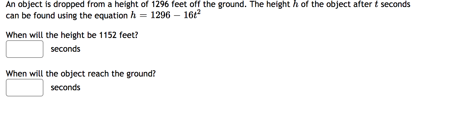 Solved An object is dropped from a height of 1296 feet off | Chegg.com