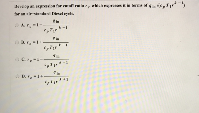 Solved Develop an expression for cutoff ratio r_c which | Chegg.com