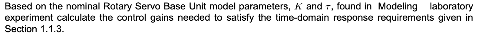 Solved Based on the nominal Rotary Servo Base Unit model | Chegg.com