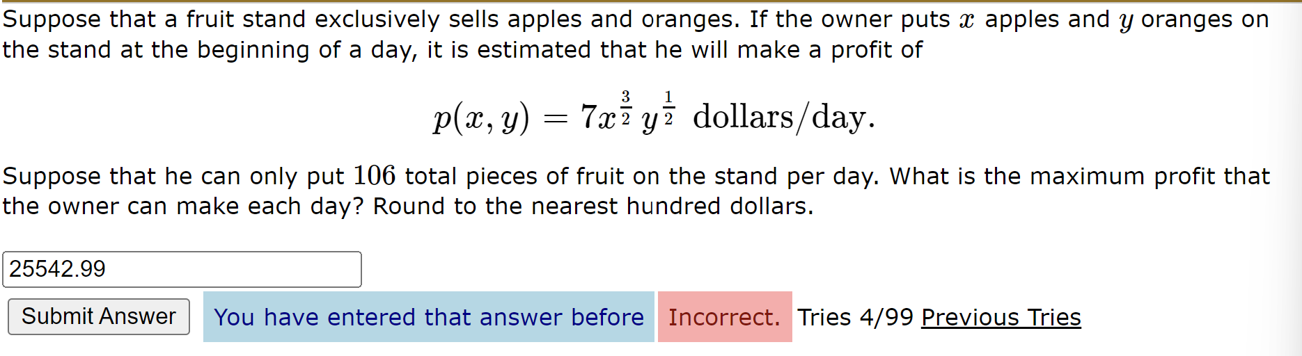 Solved Suppose that a fruit stand exclusively sells apples | Chegg.com