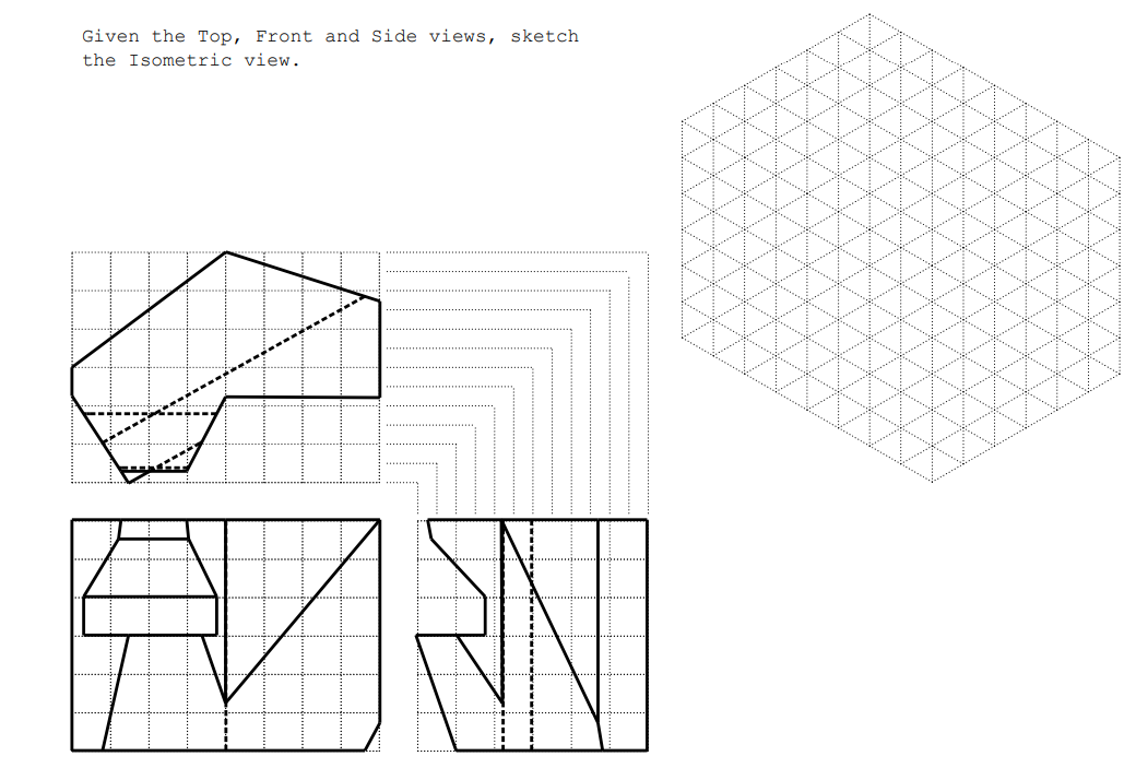 Solved Given the Top, Front and Side views, sketch the | Chegg.com