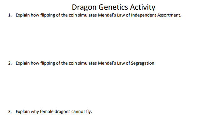 Solved Dragon Genetics Activity Students will work in pairs | Chegg.com