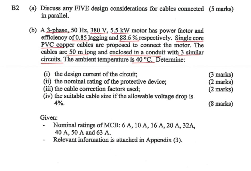 Solved (a) Discuss any FIVE design considerations for cables | Chegg.com