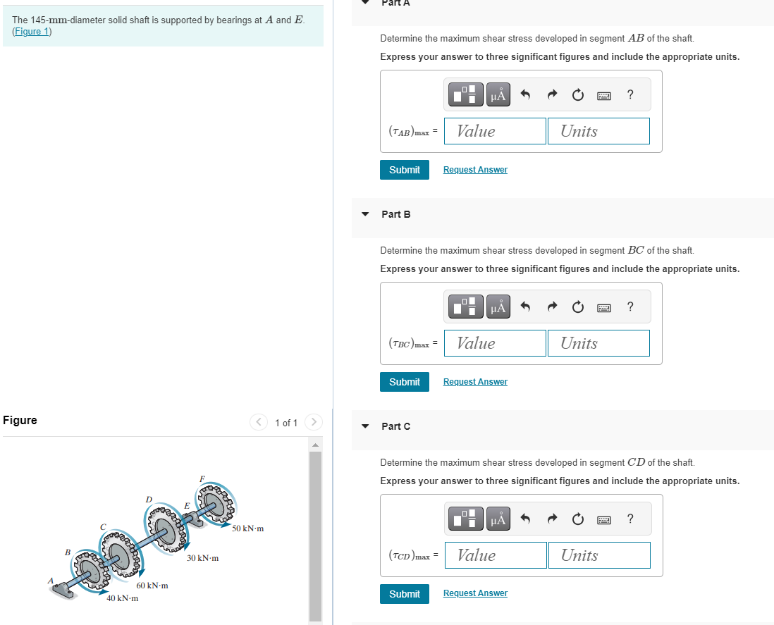 Solved The 145 -mm-diameter solid shaft is supported by | Chegg.com